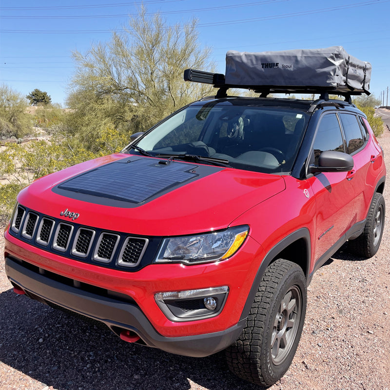 Jeep Compass 2nd Gen Lensun 65W Hood Flexible Solar Panel – Mike's ...