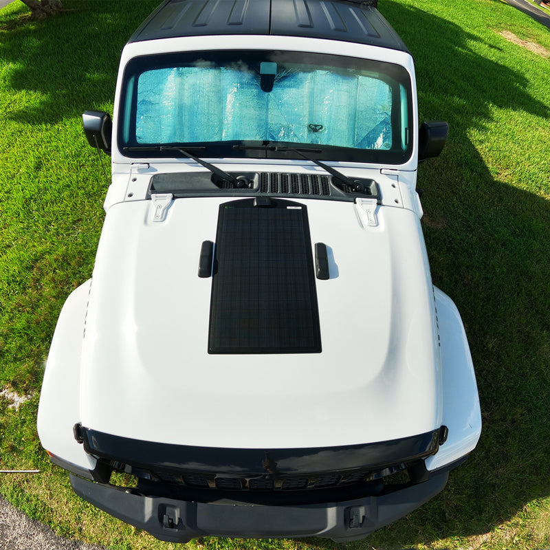 Jeep Gladiator Wrangler Lensun 35W Hood Flexible Solar Panel – Mike's Custom Toys